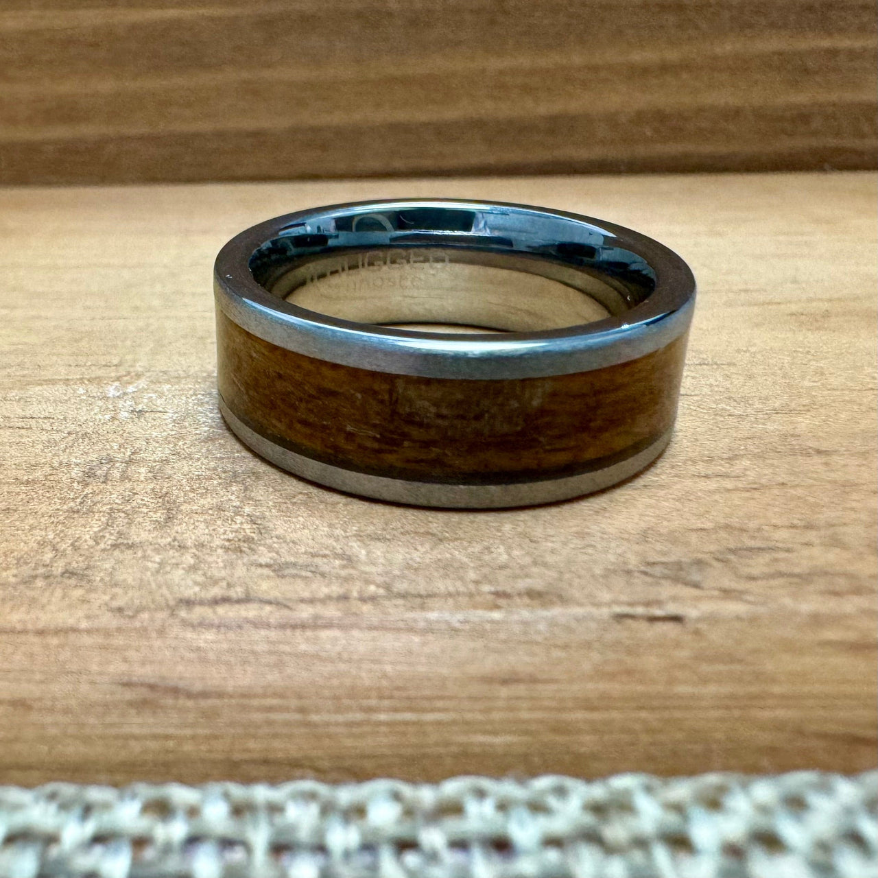 "The Rugged Battleship" 100% USA Made Rugged Tungsten Ring With Wood F ...