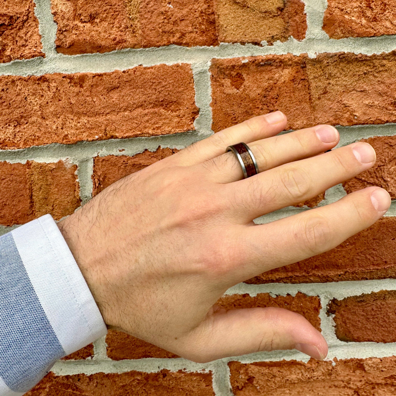 "The Rugged Battleship" 100% USA Made Rugged Tungsten Ring With Wood F ...
