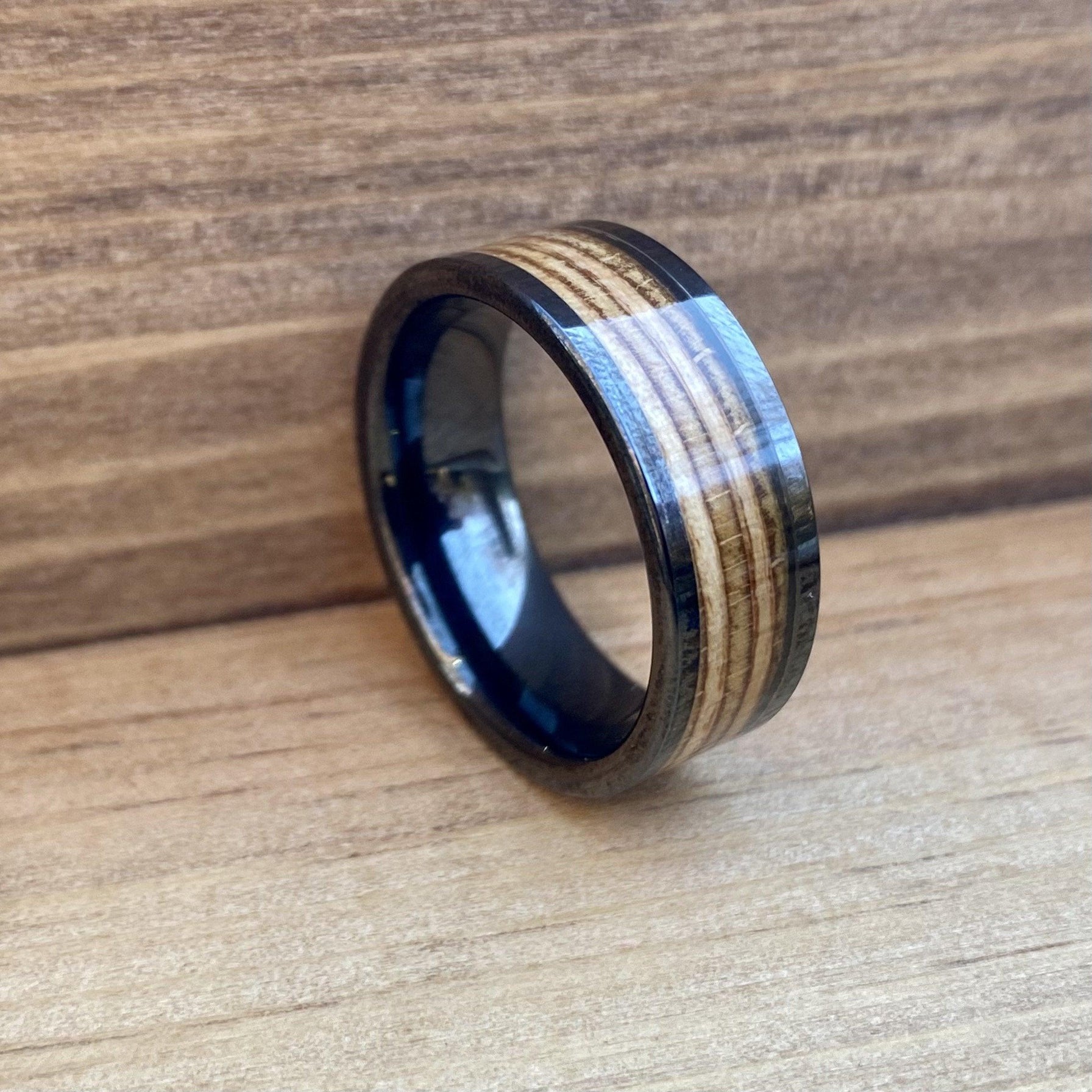 "The Warsaw" 100% USA Made Black Ceramic Ring With Wood From AK-47 Rif ...